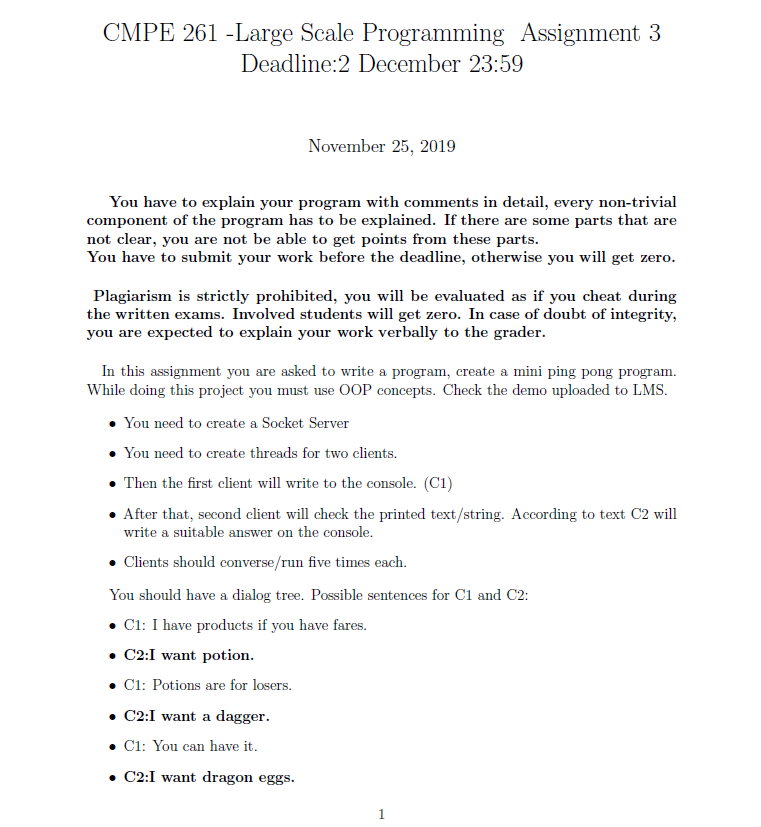 CMPE 261 - Large Scale Programming Assignment 3 | Chegg.com