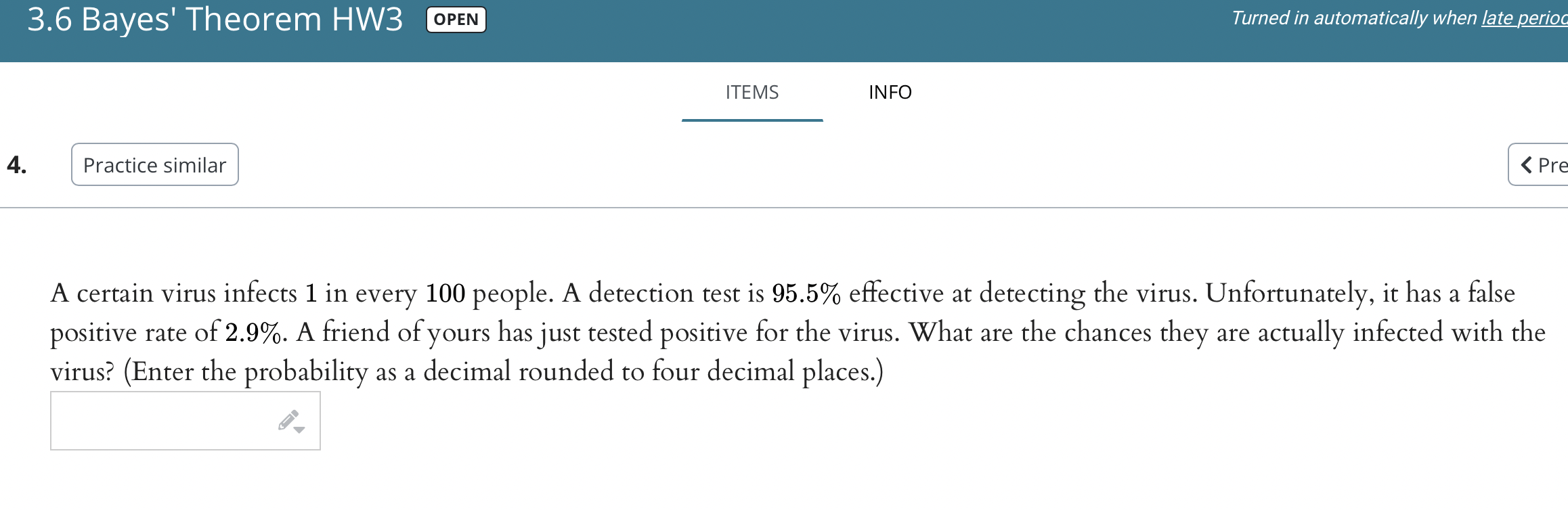 Solved 3.6 Bayes' Theorem HW3 Turned in automatically when | Chegg.com