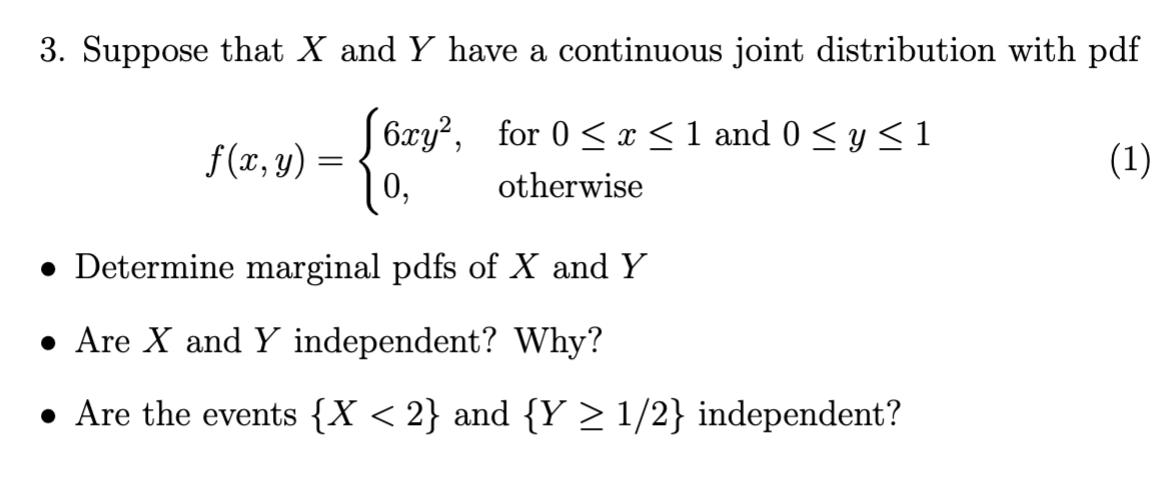 Solved Suppose that x ﻿and Y ﻿have a continuous joint | Chegg.com
