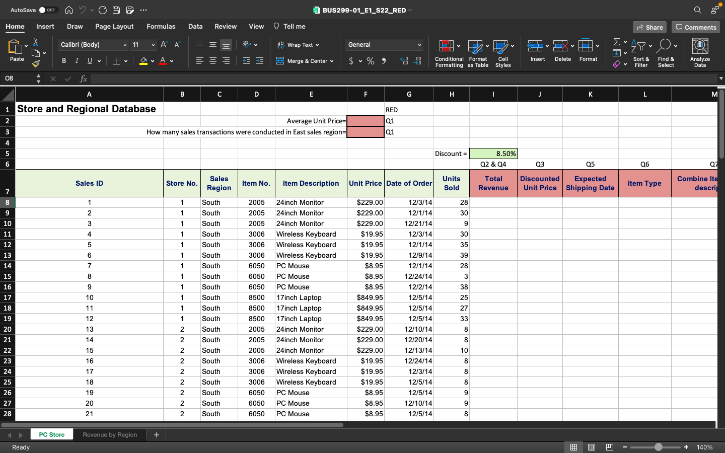 Solved Bus299: Excel • To be answered using appropriate | Chegg.com