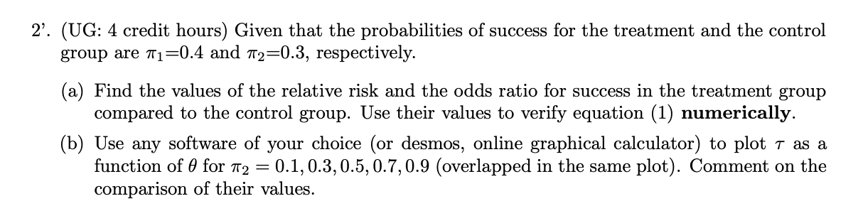 2'. (UG: 4 credit hours) Given that the probabilities | Chegg.com