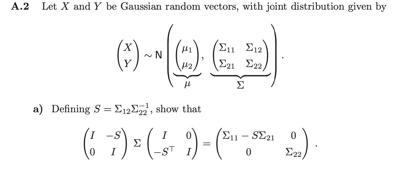 Solved 1.2 Let X and Y be Gaussian random vectors, with | Chegg.com