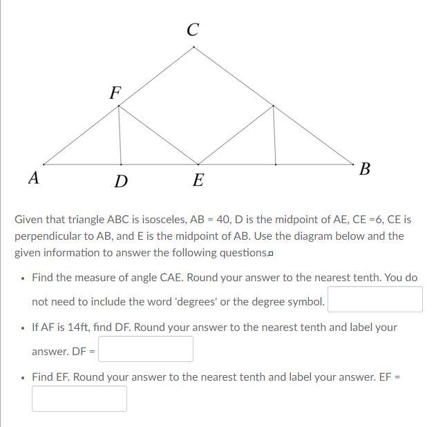 Solved C F B A D E Given that triangle ABC is isosceles, AB | Chegg.com