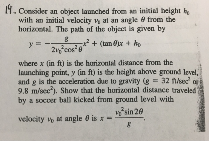 Solved T. Consider an object launched from an initial height | Chegg.com
