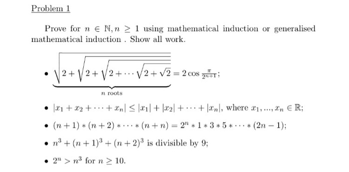 Solved Prove for n elementof N, n greaterthanorequalto 1 | Chegg.com
