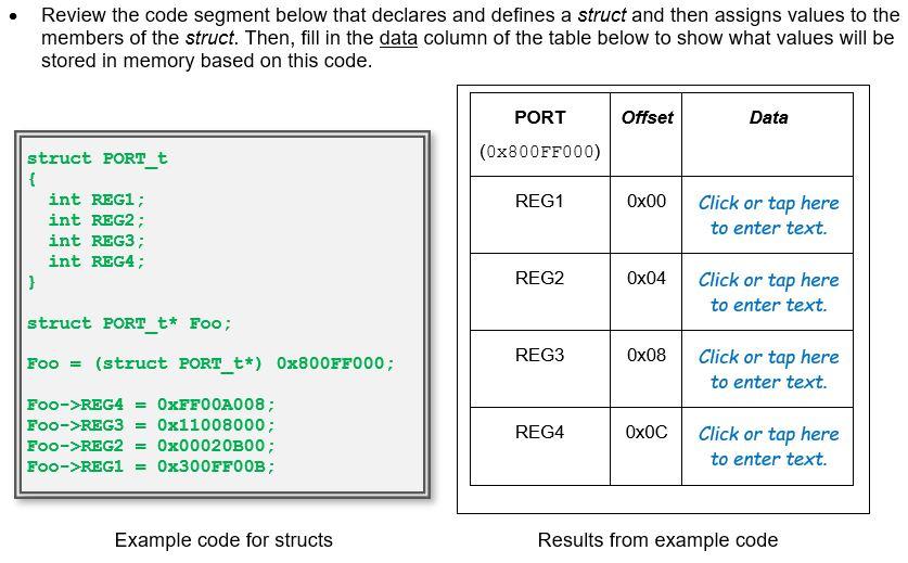 Review the code segment below that declares and | Chegg.com