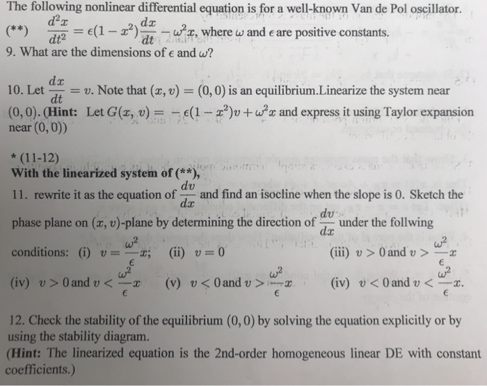 Solved The following nonlinear differential equation is for | Chegg.com