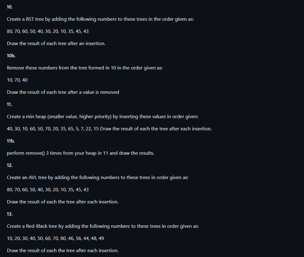 Solved 10. Create a BST tree by adding the following numbers | Chegg.com