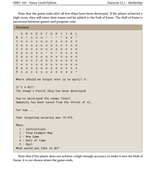 12.1 - Battleship Create a space themed single player | Chegg.com