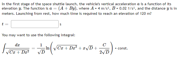 Solved In the first stage of the space shuttle launch, the | Chegg.com