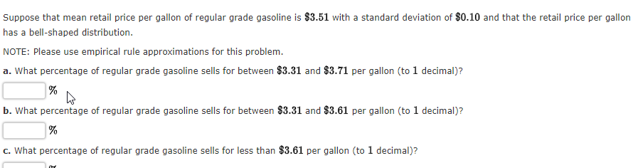 Solved Suppose that mean retail price per gallon of regular | Chegg.com