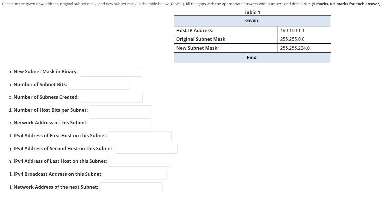 Solved a. New Subnet Mask in Binary: b. Number of Subnet | Chegg.com