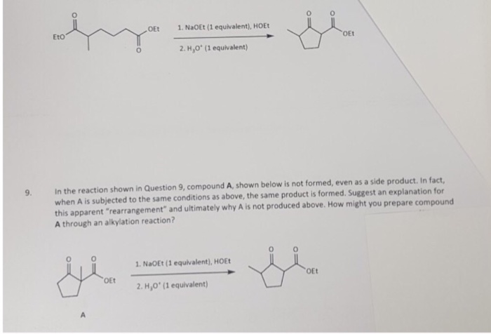 Solved O CO OEt 1. NaOEt (1 equivalent), HOEt Eto OEt 2.H,0* | Chegg.com