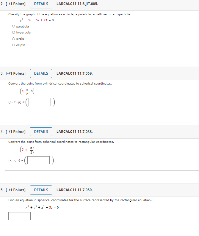 Solved 2. (-/1 Points) DETAILS LARCALC11 11.6.JIT.005. | Chegg.com Solved 2. (-/1 Points) DETAILS LARCALC11 11.6.JIT.005. | Chegg.com