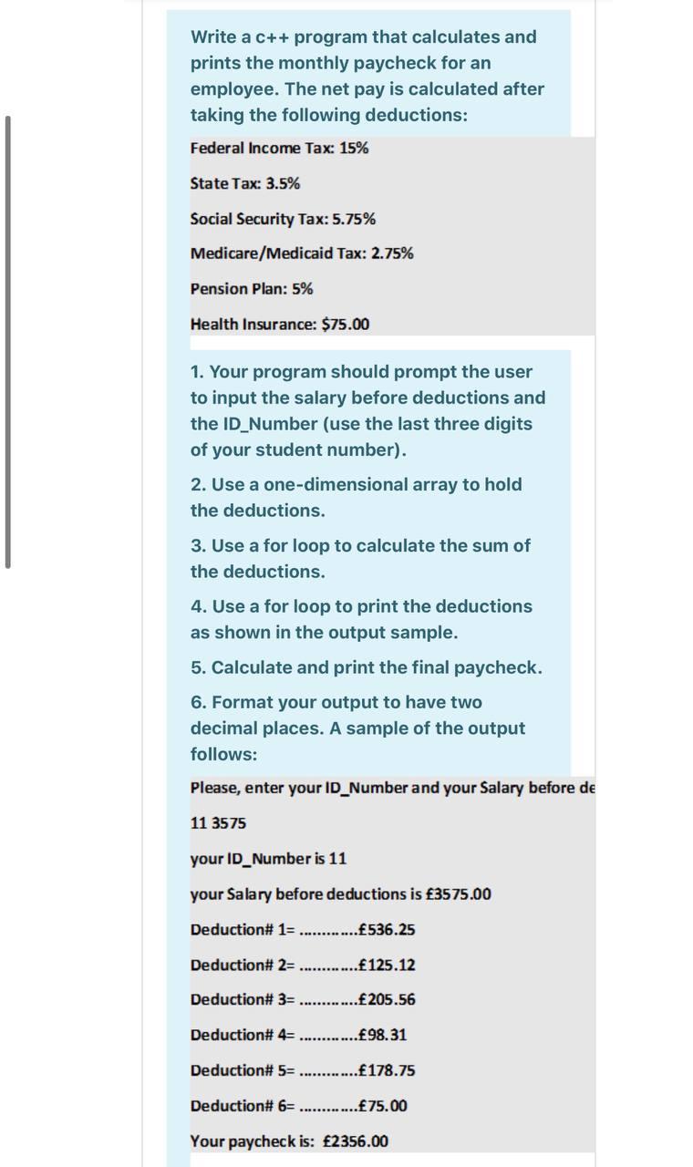 Solved Write a c++ program that calculates and prints the | Chegg.com