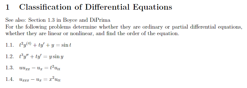 Solved 1 Classification of Differential Equations See also: | Chegg.com