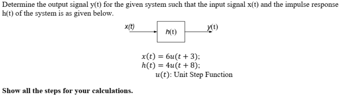 Solved Determine the output signal y(t) for the given system | Chegg.com