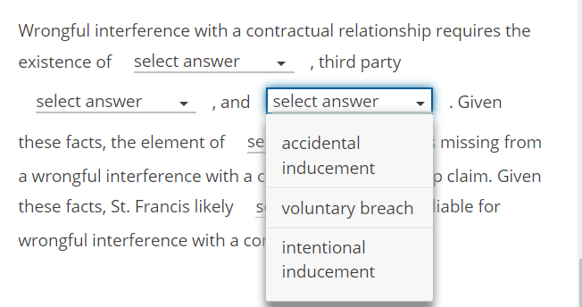 Solved Wrongful interference with a contractual relationship | Chegg.com