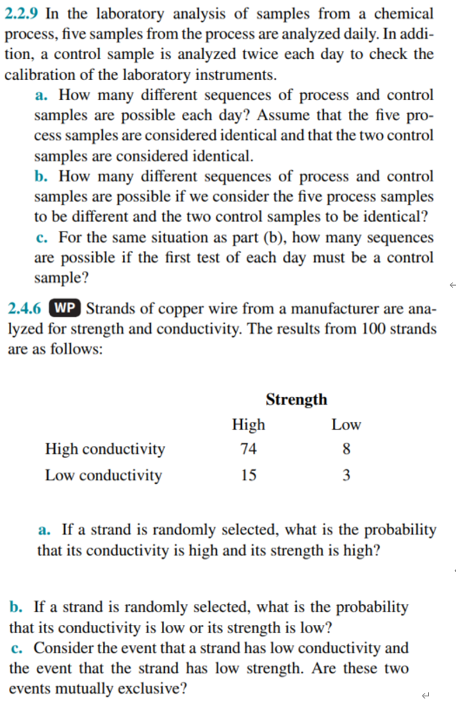 Solved 2.2.9 In the laboratory analysis of samples from a | Chegg.com