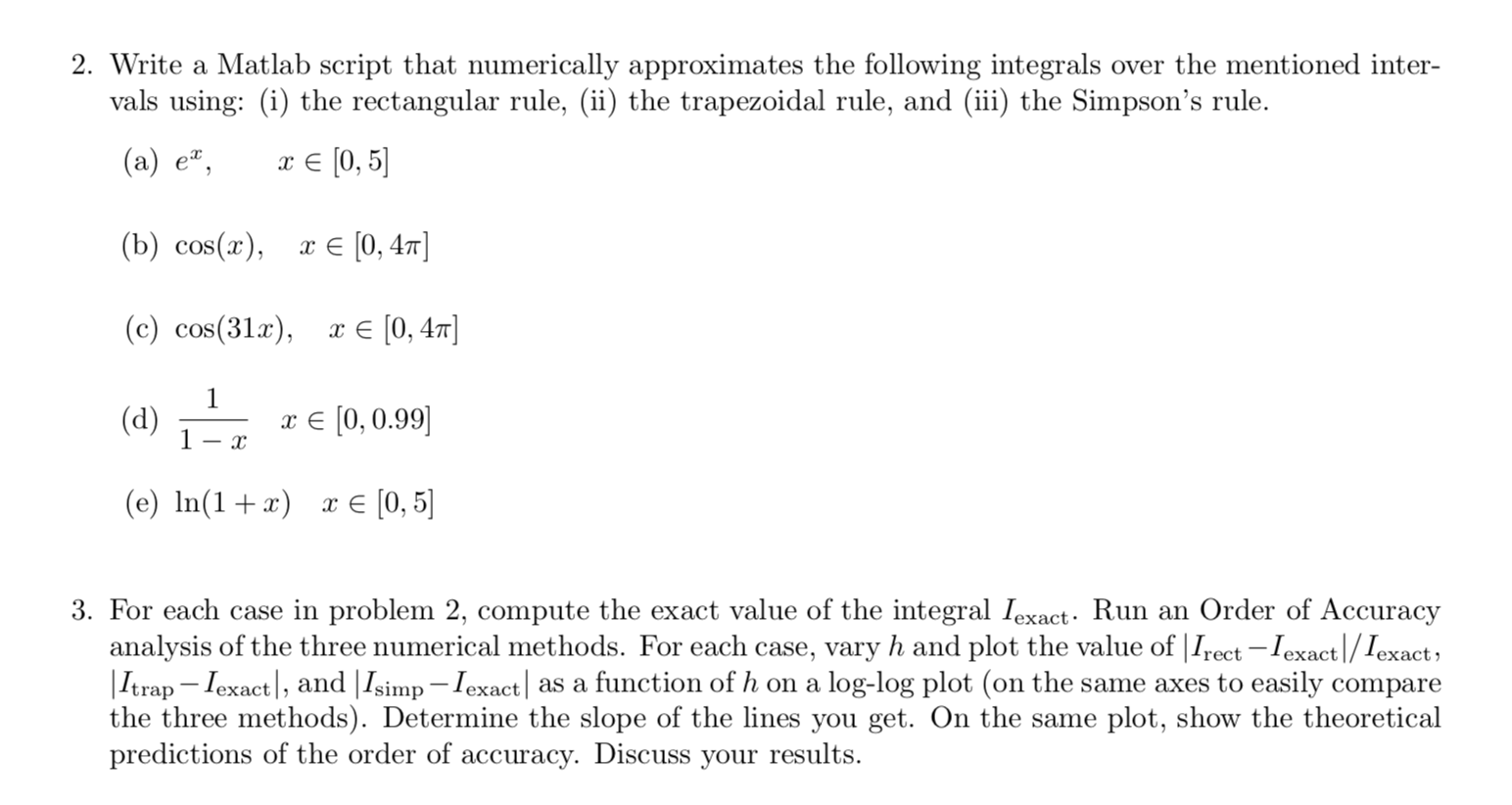 Solved 2 Write A Matlab Script That Numerically 1071