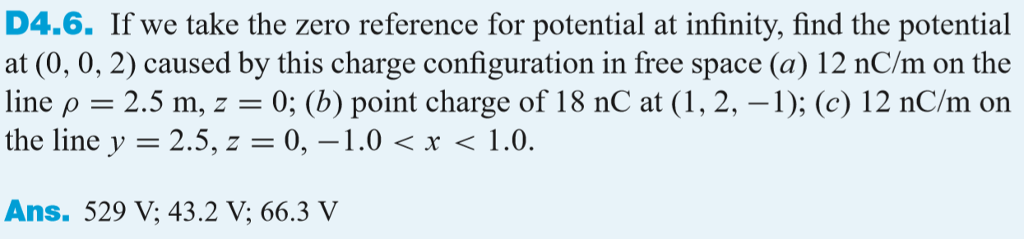 Solved D4.6. If we take the zero reference for potential at | Chegg.com