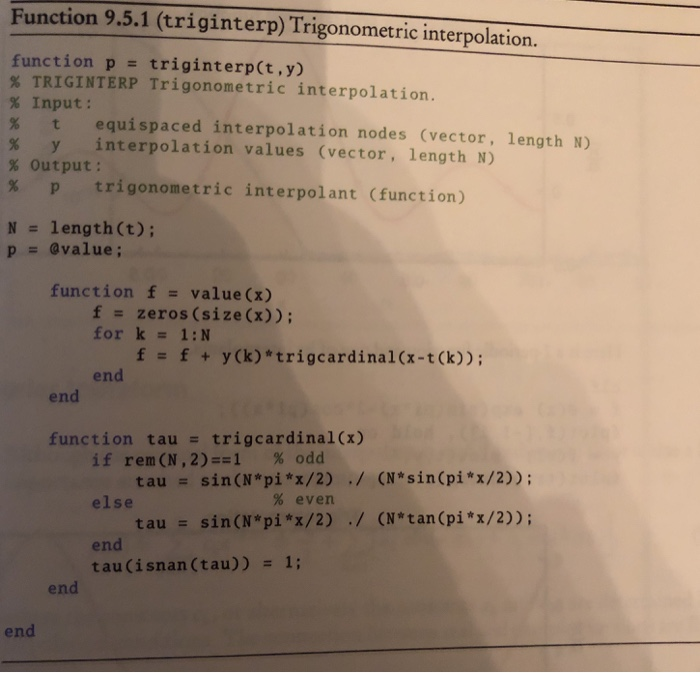 9.5.1. Compute the trigonometric interpolant of the | Chegg.com