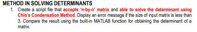 METHOD IN SOLVING DETERMINANTS 1. Create a script | Chegg.com
