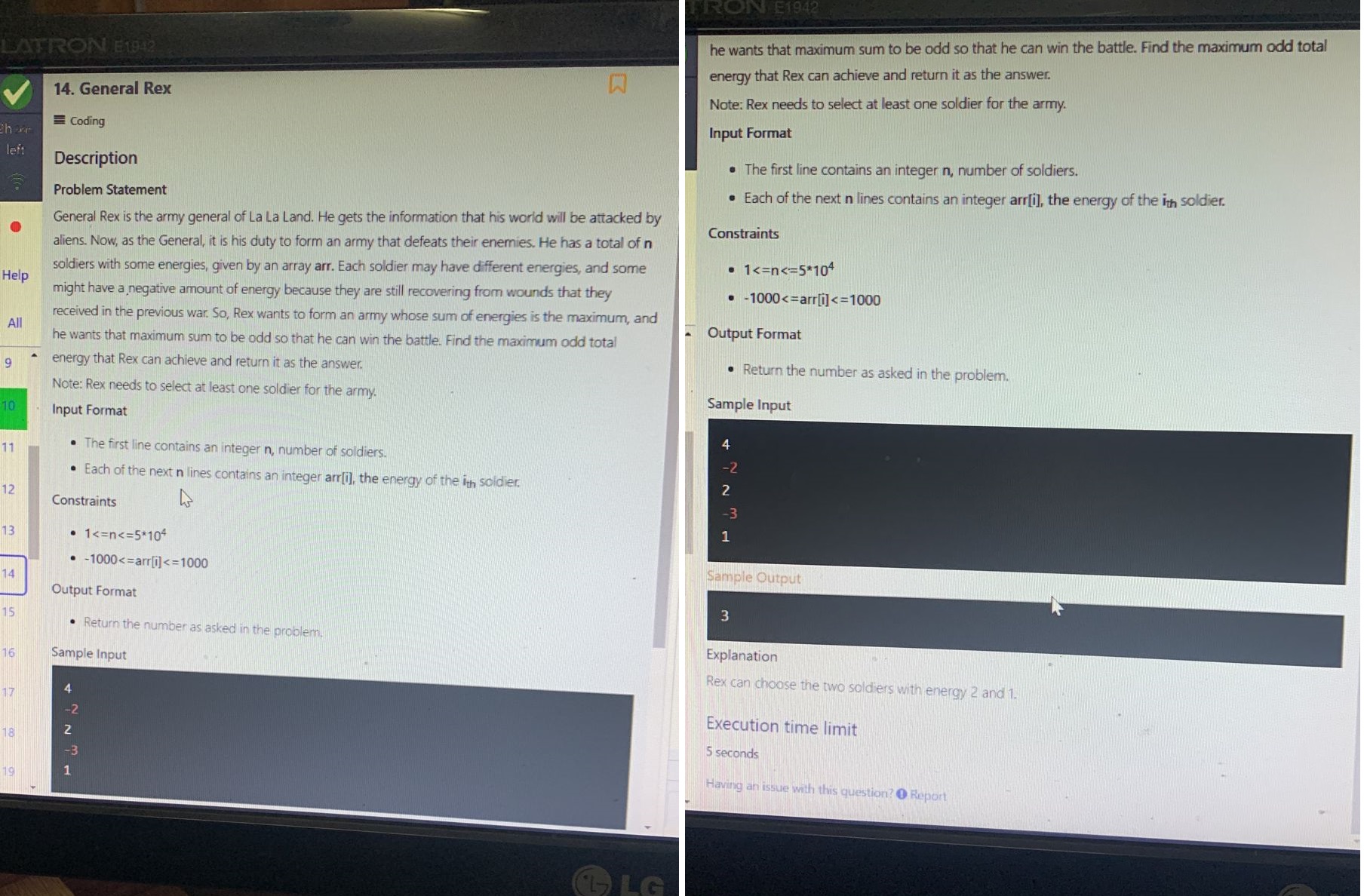 Solved 14. General Rex Coding Description Problem Statement | Chegg.com
