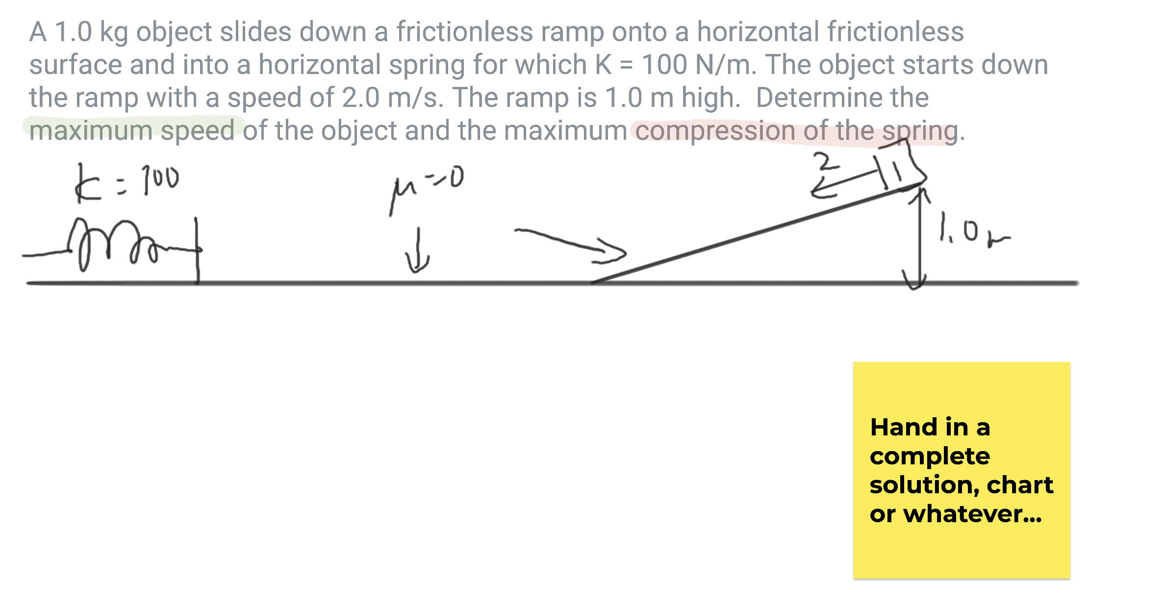Solved A 1.0kg ﻿object slides down a frictionless ramp onto | Chegg.com