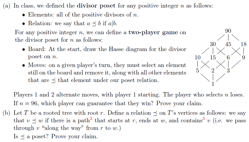 Solved (a) In class, we defined the divisor poset for any | Chegg.com