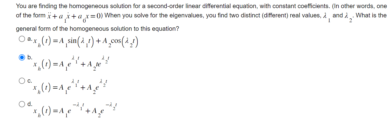 You are finding the homogeneous solution for a | Chegg.com
