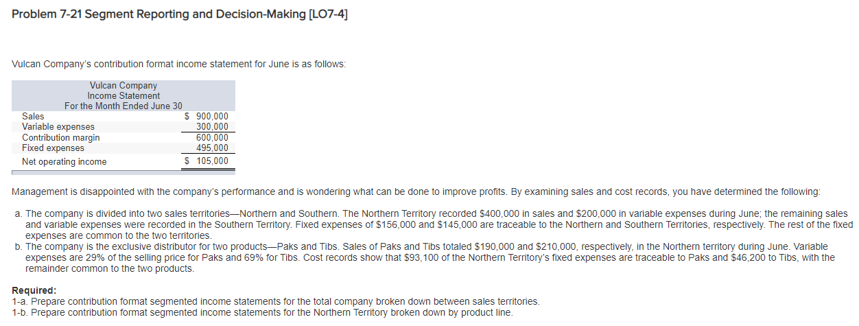 Solved Problem 7-21 Segment Reporting and Decision-Making | Chegg.com