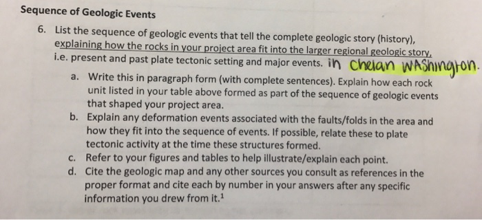 Sequence of Geologic Events 6. List the sequence of | Chegg.com