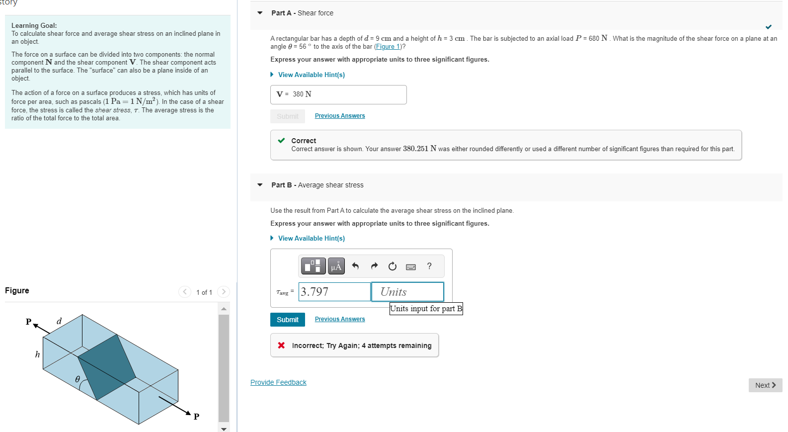 Learning Goal:To calculate shear force and average | Chegg.com
