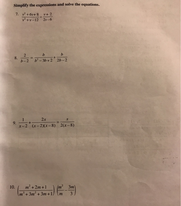 Solved Simplify the expressions and solve the equations. V2 | Chegg.com