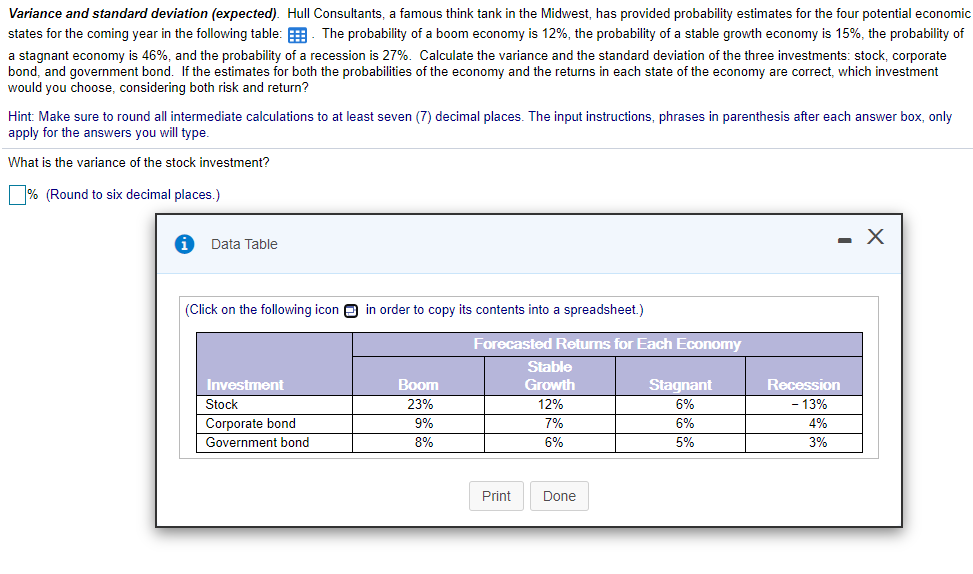 Solved Variance and standard deviation (expected). Hull | Chegg.com