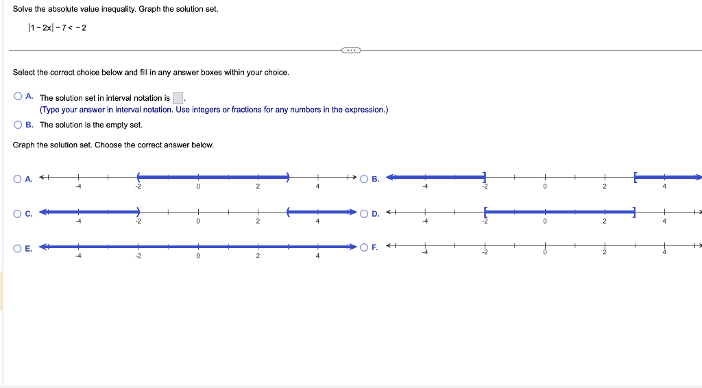 Solved Solve the absolute value inequality. Graph the | Chegg.com