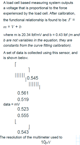 Solved A load cell based measuring system outputs a voltage | Chegg.com