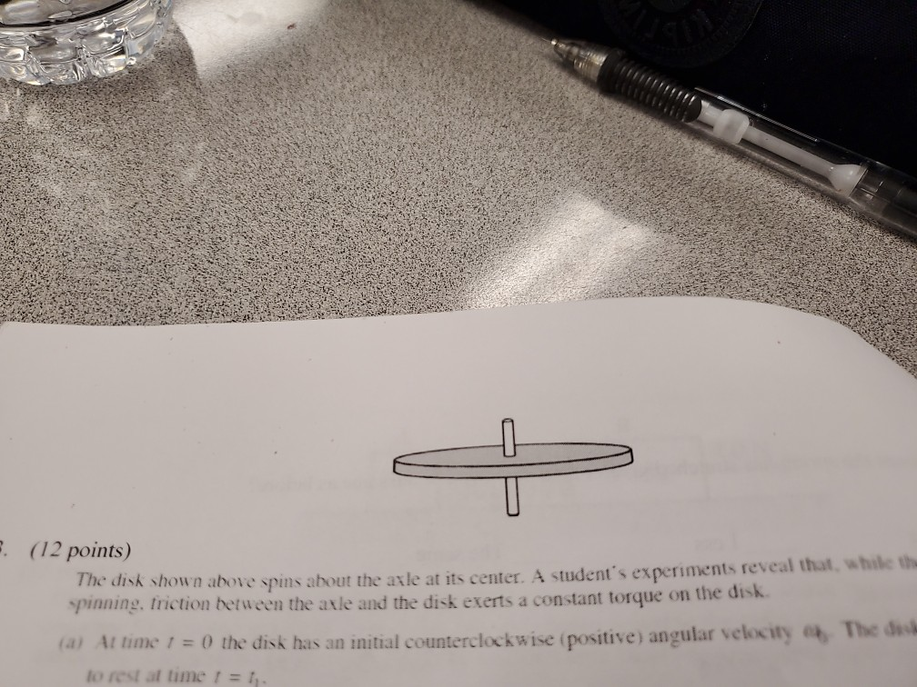 Solved ther experiment, the disk again has an initial | Chegg.com