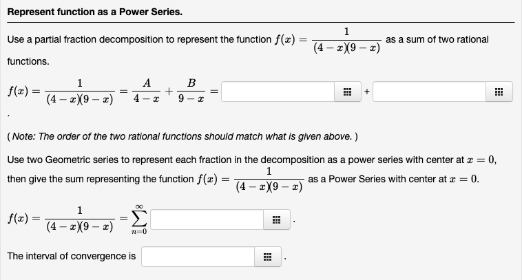 Solved Represent function as a Power Series. Use a partial | Chegg.com