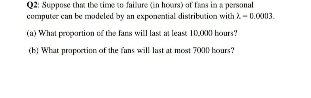 Solved Q2: Suppose that the time to failure (in hours) of | Chegg.com