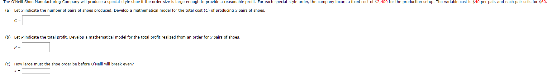 Solved (a) Let x indicate the number of pairs of shoes | Chegg.com
