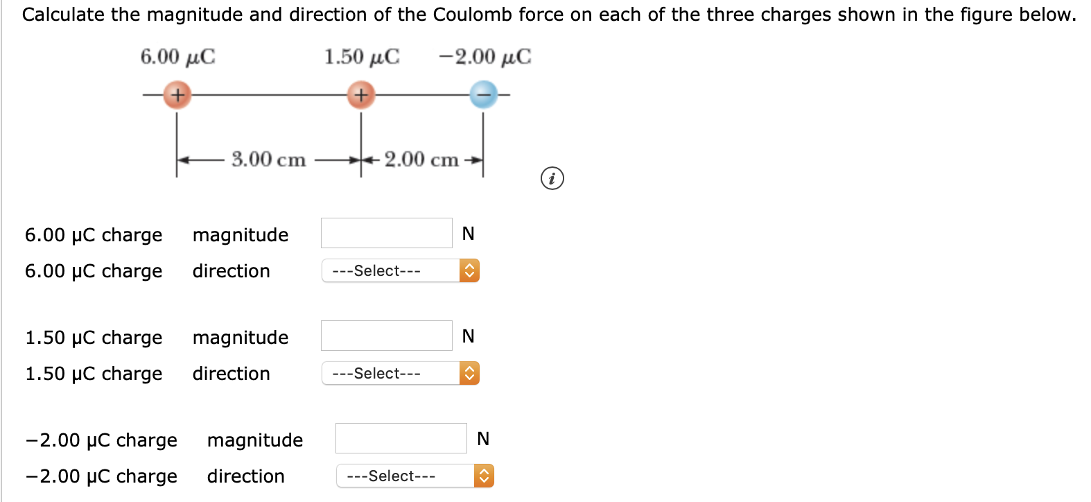 Solved Calculate the magnitude and direction of the Coulomb | Chegg.com