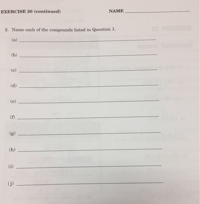 Solved EXERCISE 20 INSTRUCTOR Functional Groups 1. Identify | Chegg.com