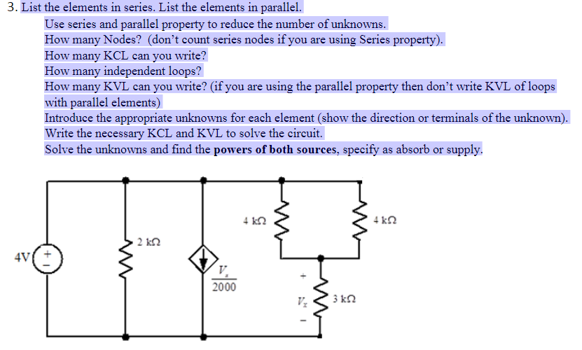 Solved 3. List the elements in series. List the elements in | Chegg.com