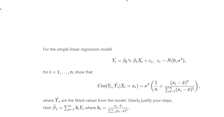 Solved For The Simple Linear Regression Model
