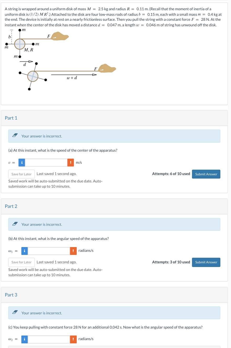 Solved A string is ﻿wrapped around a uniform disk of ﻿mass | Chegg.com