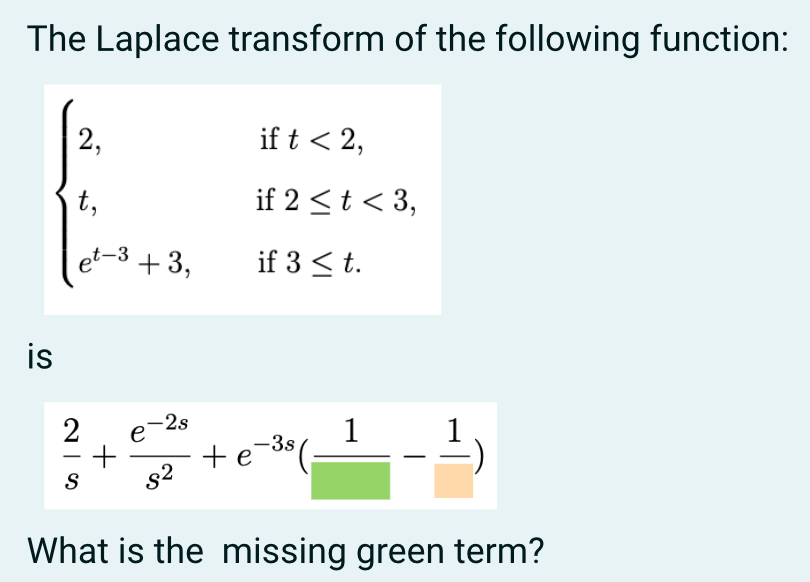 Solved The Laplace transform of the following function: | Chegg.com
