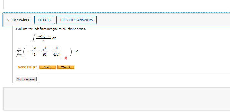 Solved Evaluate the indefinite integral as an infinite | Chegg.com