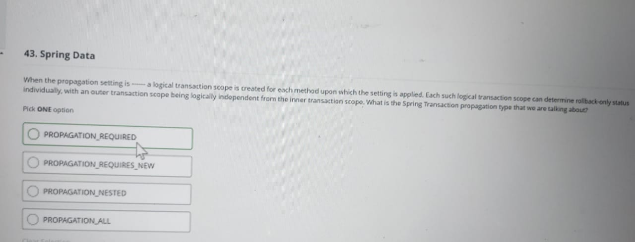 Solved Spring DataWhen the propagation setting is --a a | Chegg.com